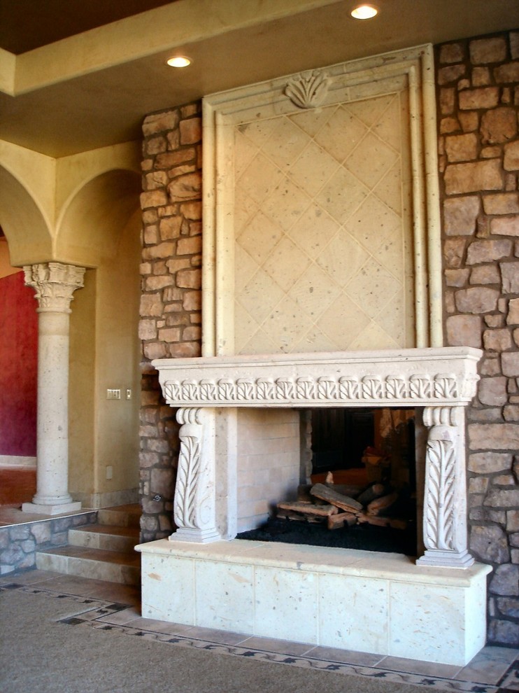 Cantera Stone Fireplace - Traditional - Living Room - Phoenix - by ...