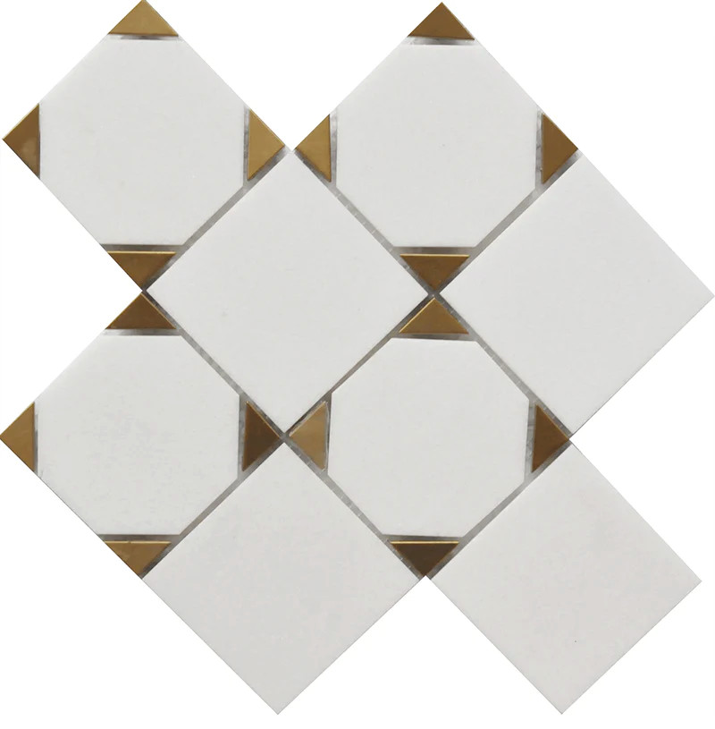 Rockart Thassos Square 9x9 Marble Mosaic Tile - Contemporary - Mosaic ...