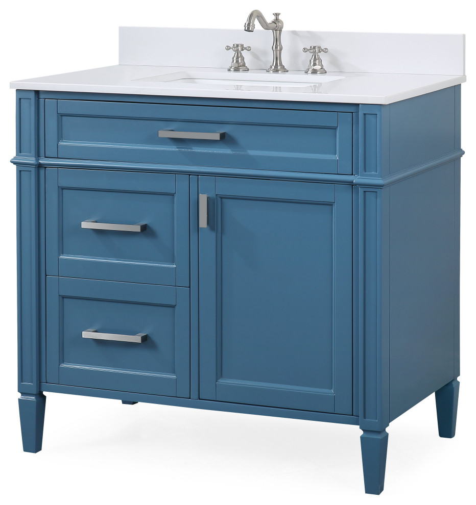 36" Tennant Brand Durand Modern Teal Blue Bathroom Sink Vanity ...
