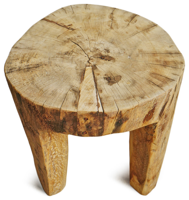 Rustic Naga Three Leg Wood Table 8 - Rustic - Side Tables And End ...