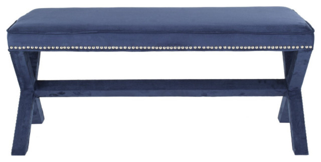 Rhianna Extended Bench Blue/ Navy - Contemporary - Upholstered Benches ...
