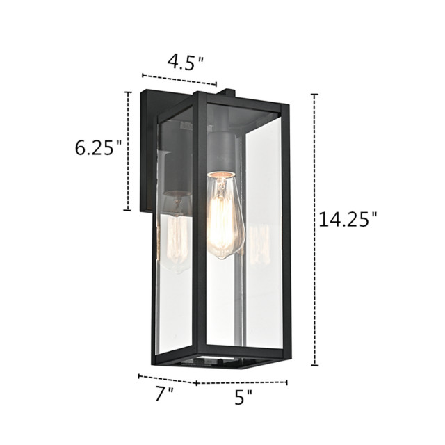 Textured Black Outdoor Boxed Wall Sconce Lantern Light With Clear Glass ...