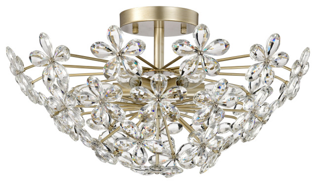 Grace 6-Light Daisy Flower Crystal Large Size Flush Mount ...