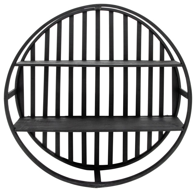 Wood 26X6 Wall Shelf, Black - Transitional - Display And Wall Shelves ...