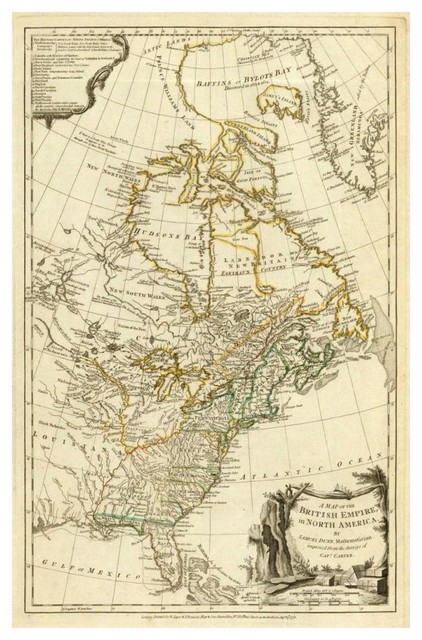 "Map of The British Empire in North America, 1776" Paper Art, 16"x24 ...