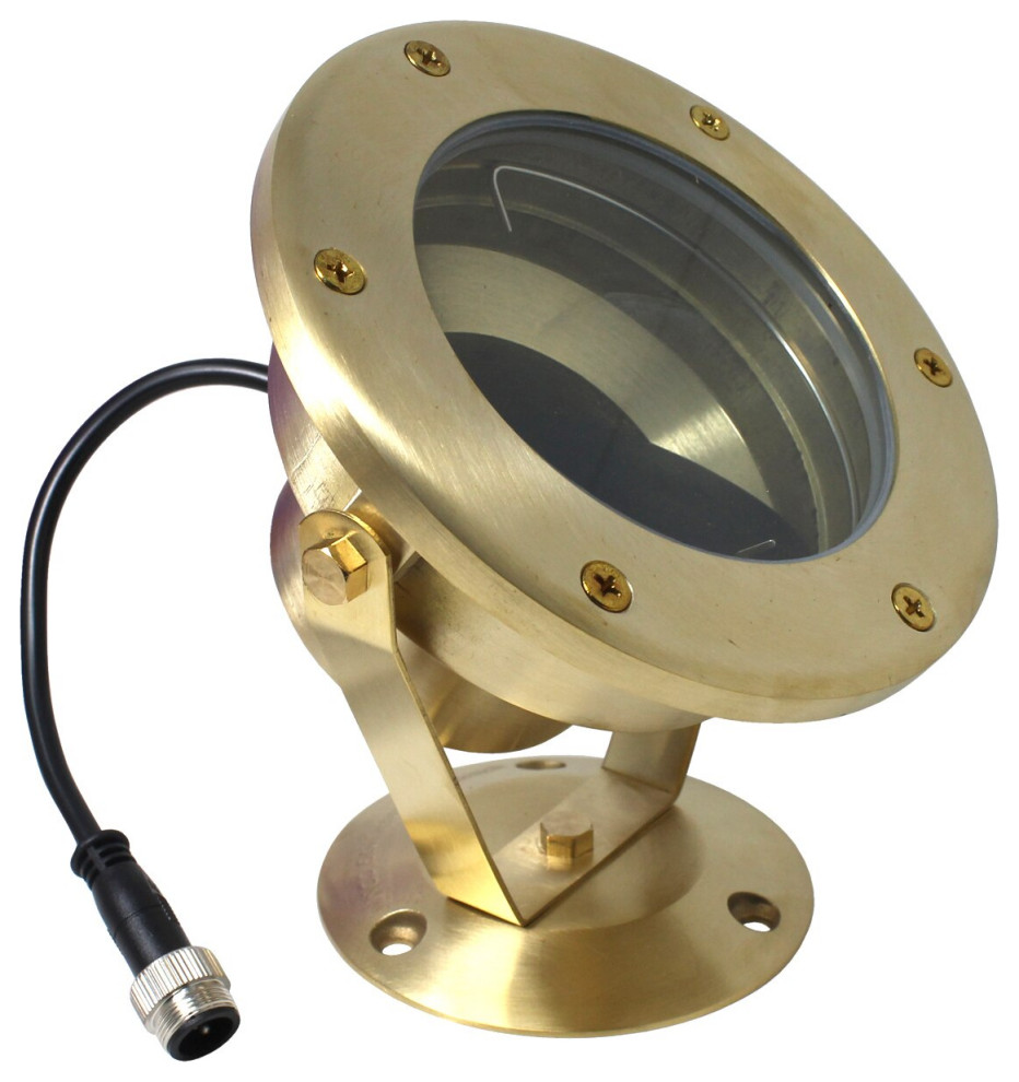 Large Cast Brass Underwater Flood Light - Transitional - Outdoor Flood ...