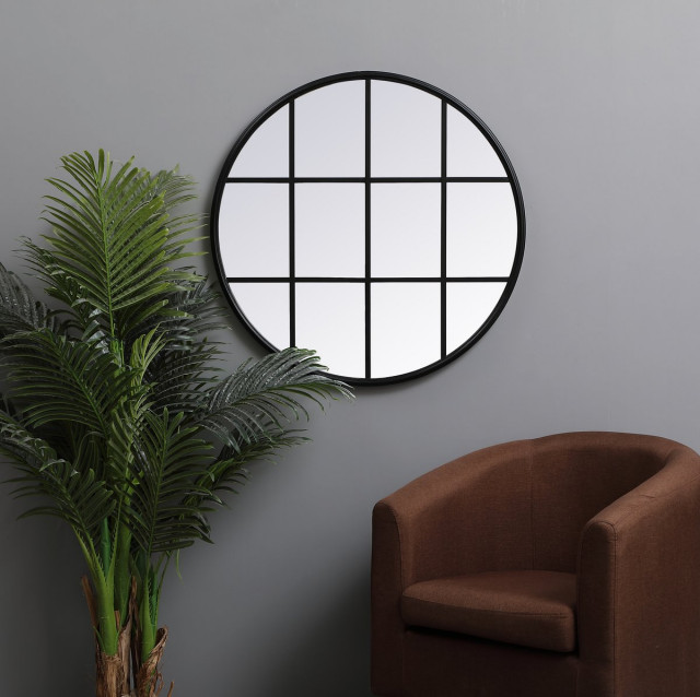 Midcentury Modern Black Decorative Mirror - Contemporary - Wall Mirrors ...