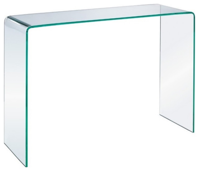 Glass Waterfall Narrow Console Table, 8*36 - Contemporary - Console ...