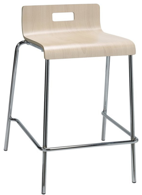 KFI JIVE 30" Stylish Wooden Low Back Bar Stool in Natural, 25 ...