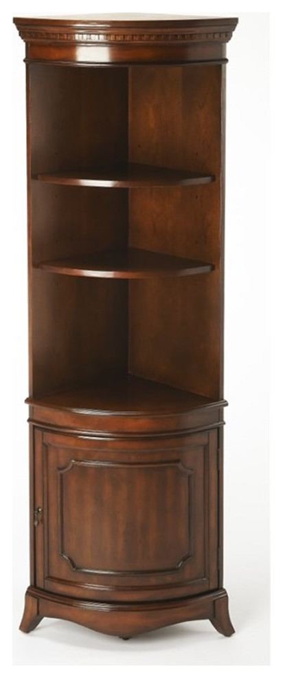 Bowery Hil Traditional Wood Brown Finish Dowling Corner Cabinet ...
