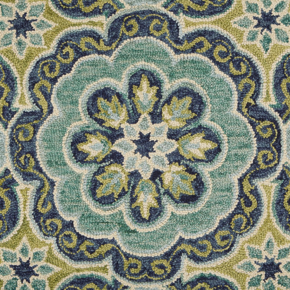 4' Round Green Floral Artwork Area Rug - Contemporary - Area Rugs - by ...