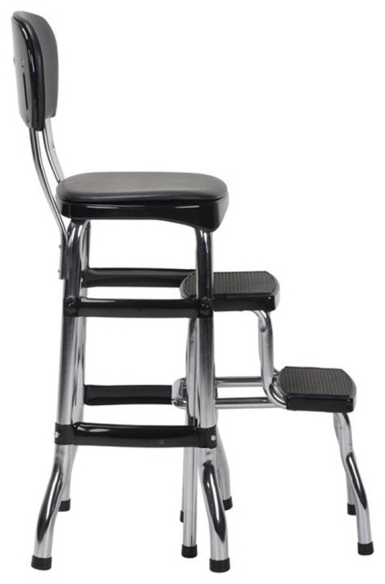 COSCO Retro Step Stool and Counter Chair in Black - Ladders And Step ...