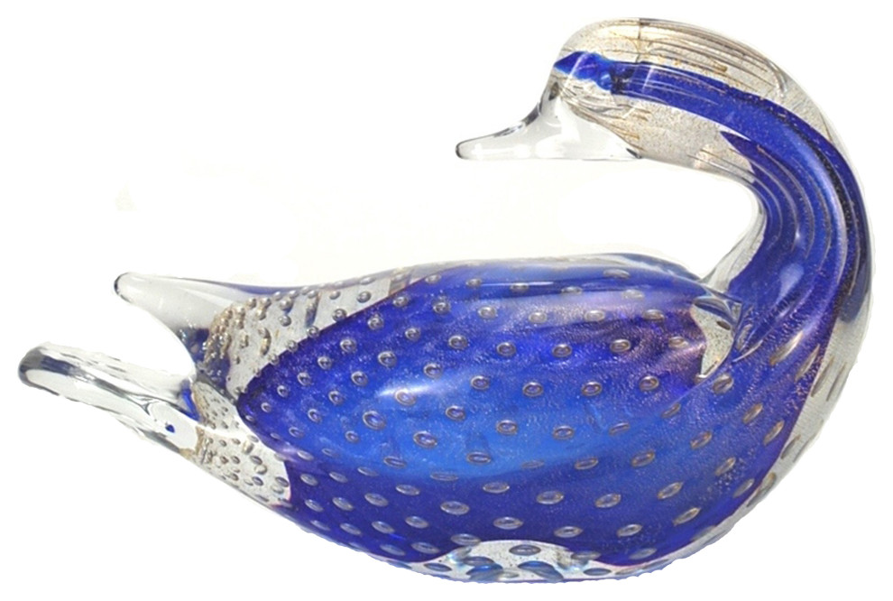 Murano Glass Duck Blue Gold - Farmhouse - Decorative Objects And ...