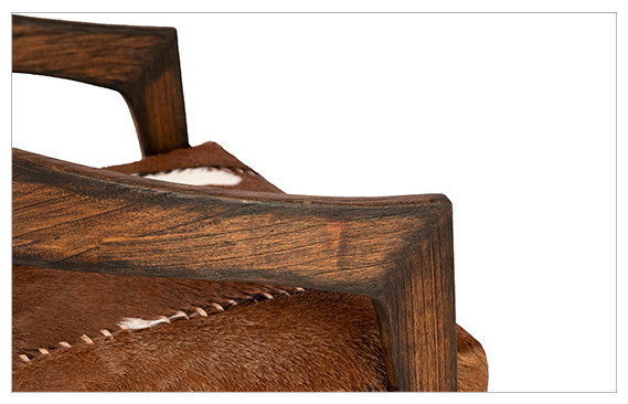 Brown Liara Goat Hide and Wood Accent Chair, Set of 2 - Midcentury ...