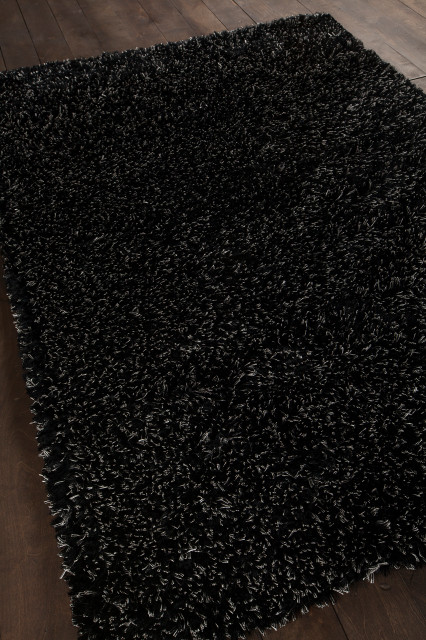 Dior Hand-Woven Contemporary Shag Rug, Rectangular Black/White 5'x7'6 ...