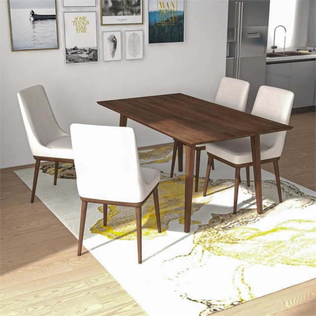 Altus Modern Solid Wood Walnut Dining Room & Kitchen Table and 4 Chair ...
