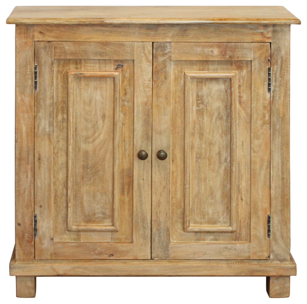 Bayside Jensen 2-Door Solid Wood Sideboard, Distressed Natural Finish ...