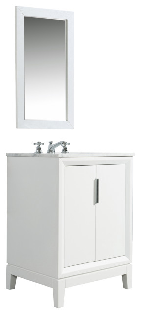 Elizabeth 24" Single Sink Carrara White Marble Vanity - Transitional ...