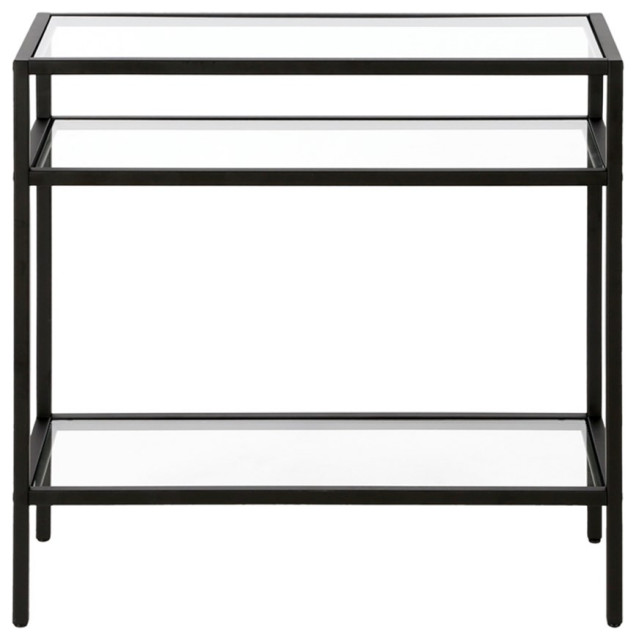 Henn&Hart 24" Blackened Bronze Metal/Glass Side Table - Transitional ...