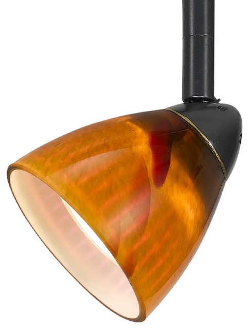 Hand Blown Glass Shade Track Light Fixture With Metal Frame, Dark ...