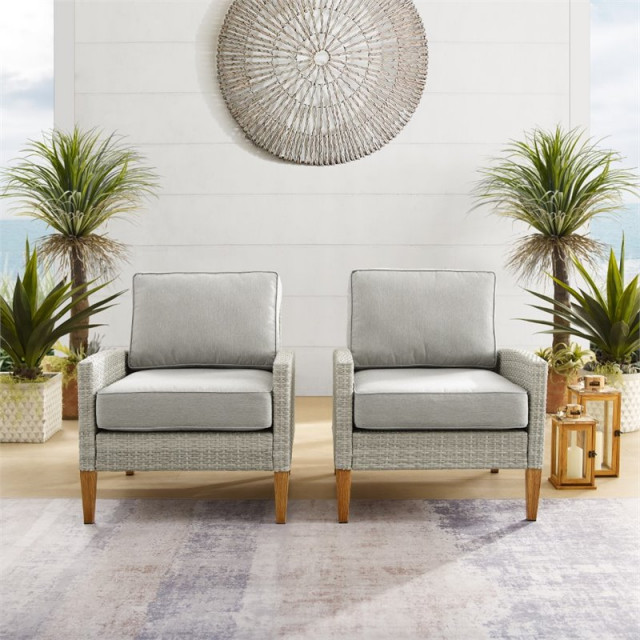 Crosley Furniture Capella Outdoor Wicker / Rattan 2 Piece Chair Set in ...