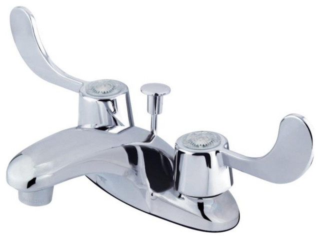 Kingston Brass 4" Double Wrist Blade Handle Centerset Bathroom Sink ...