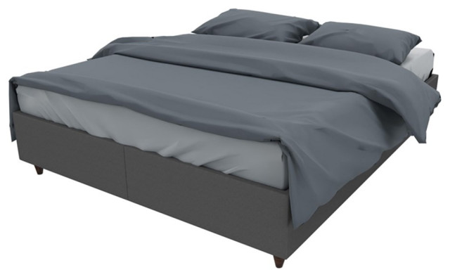 Yatas Bedding Lisbon Metal Queen Size Bed Base with Storage in Gray ...