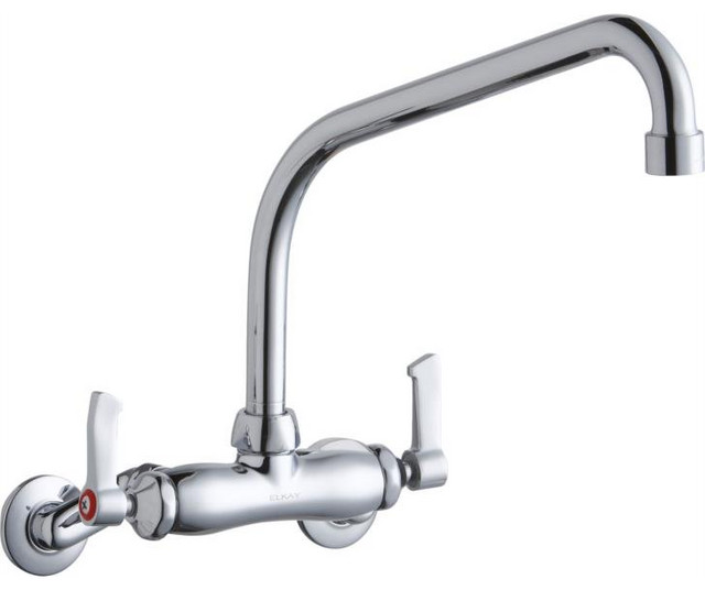 Elkay 10" High Arc Double Handle Wall Mount Commercial Faucet ...
