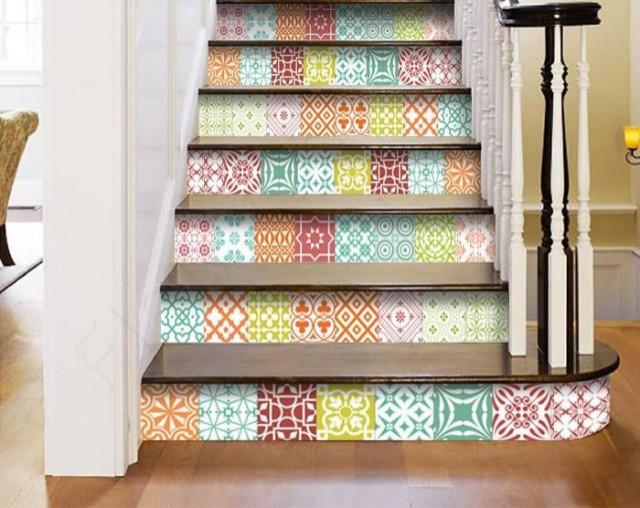 7" X 7" Muted Brights Mosaic Peel and Stick Removable Tiles ...