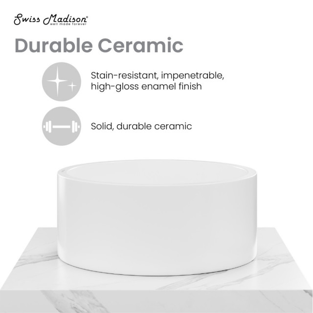 Monaco 24" Floating Bathroom Shelf With Vessel Sink, White Marble, 24 x 22 - Contemporary ...