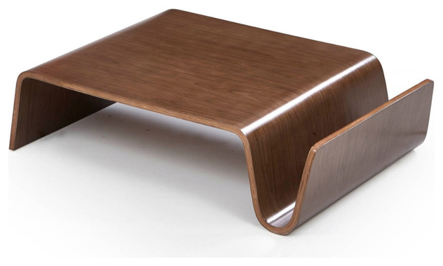 Contemporary Style Plywood Coffee Table with Curved Magazine Rack ...