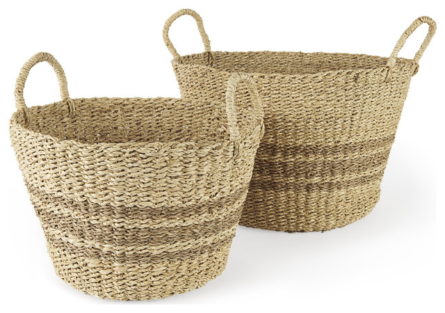 Set of Two Detailed Wicker Storage Baskets - Tropical - Baskets - by ...