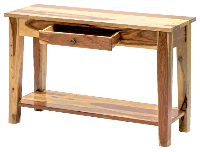 48" Two tone sheesham wood modern rustic sofa table with storage Samoa ...