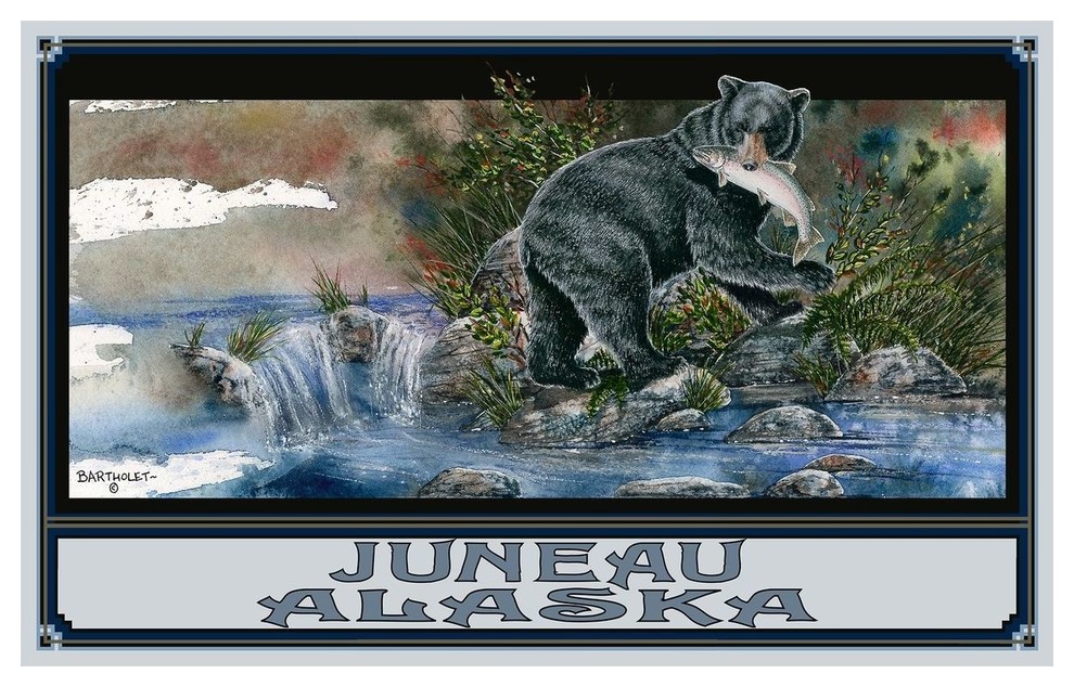 by Artist Dave Bartholet Juneau Alaska Black Bear Art Print, 24"x36 ...