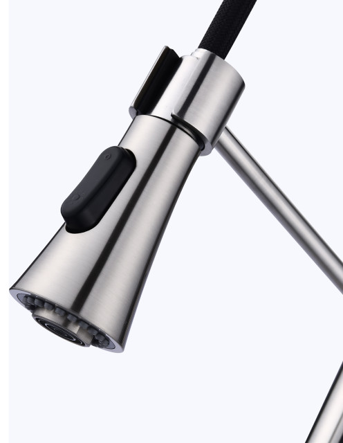 Single Handle Deck Mounted Spring Neck Pull Down Kitchen Faucet with ...