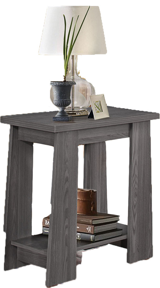 Side Table, Dark Gray Oak Particle Board WithPaper Ve Dark Gray ...