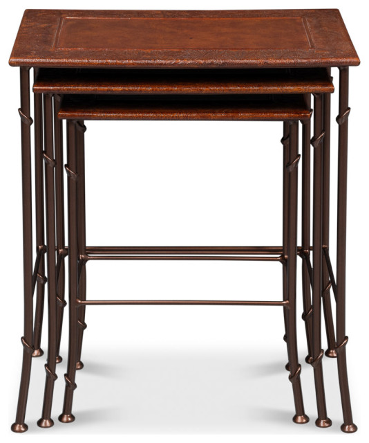 Kew Gardens Leather Nesting Tables - Traditional - Coffee Table Sets ...