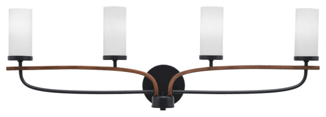 Monterey 4-Light Bath Bar, Matte Black & Painted Wood-look, White ...