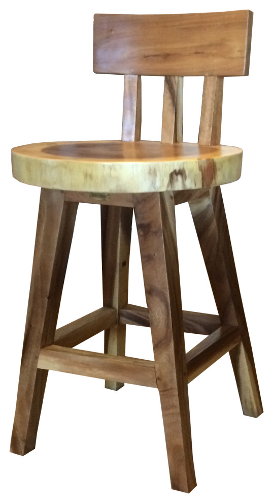 Suar Costa Mesa Live Edge Counter Stool - Rustic - Bar Stools And ...
