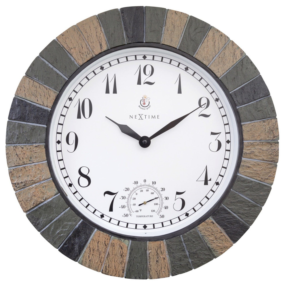 Aster, Outdoor Weather Station Wall Clock - Transitional - Outdoor ...