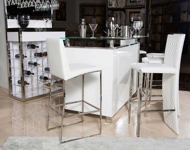 State St. Bar Table, Glossy White - Contemporary - Wine And Bar ...