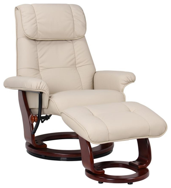 Scandinavian / European-styled recliner and ottoman in Taupe ...