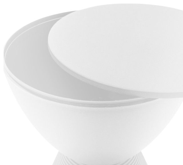 Round Side Table in ABS Plastic Ribbed Design End Table with Removable ...