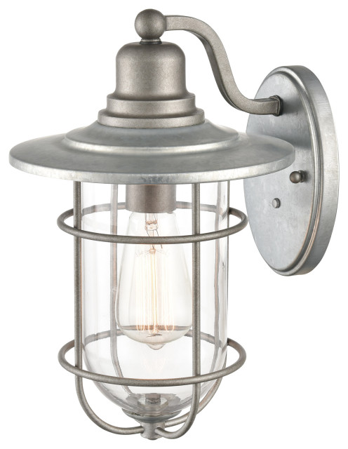 1 Light 9 in. Galvanized Outdoor - Beach Style - Outdoor Wall Lights ...