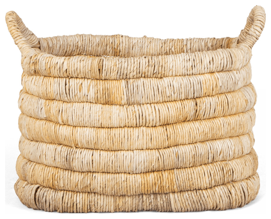 Rectangular Abaca Basket With Handle | dBodhi Caterpillar Sago, 18"w X ...