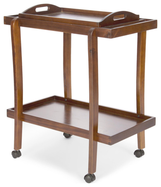 GDF Studio Patty Rich Mahogany Acacia Wood Bar Cart With Removable Top ...