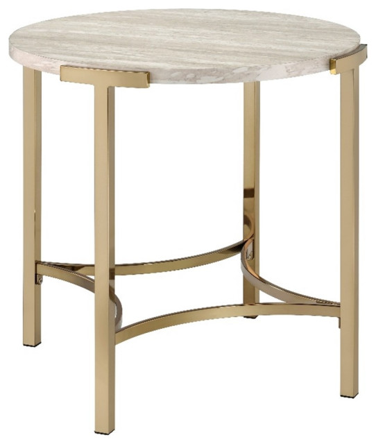 Furniture of America Vasket Contemporary Metal End Table in Gold ...