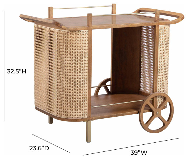 Yuma Natural Rattan Bar Cart Natural - Tropical - Bar Carts - by First ...