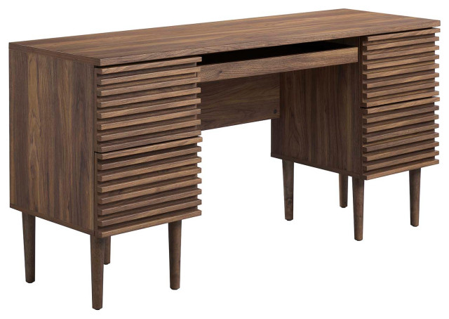 Render Office Desk, Walnut - Midcentury - Desks And Hutches - by First ...