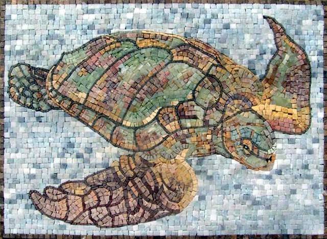 Sea Turtle Mosaic, 32x23 - Beach Style - Tile Murals - by Mozaico Inc ...